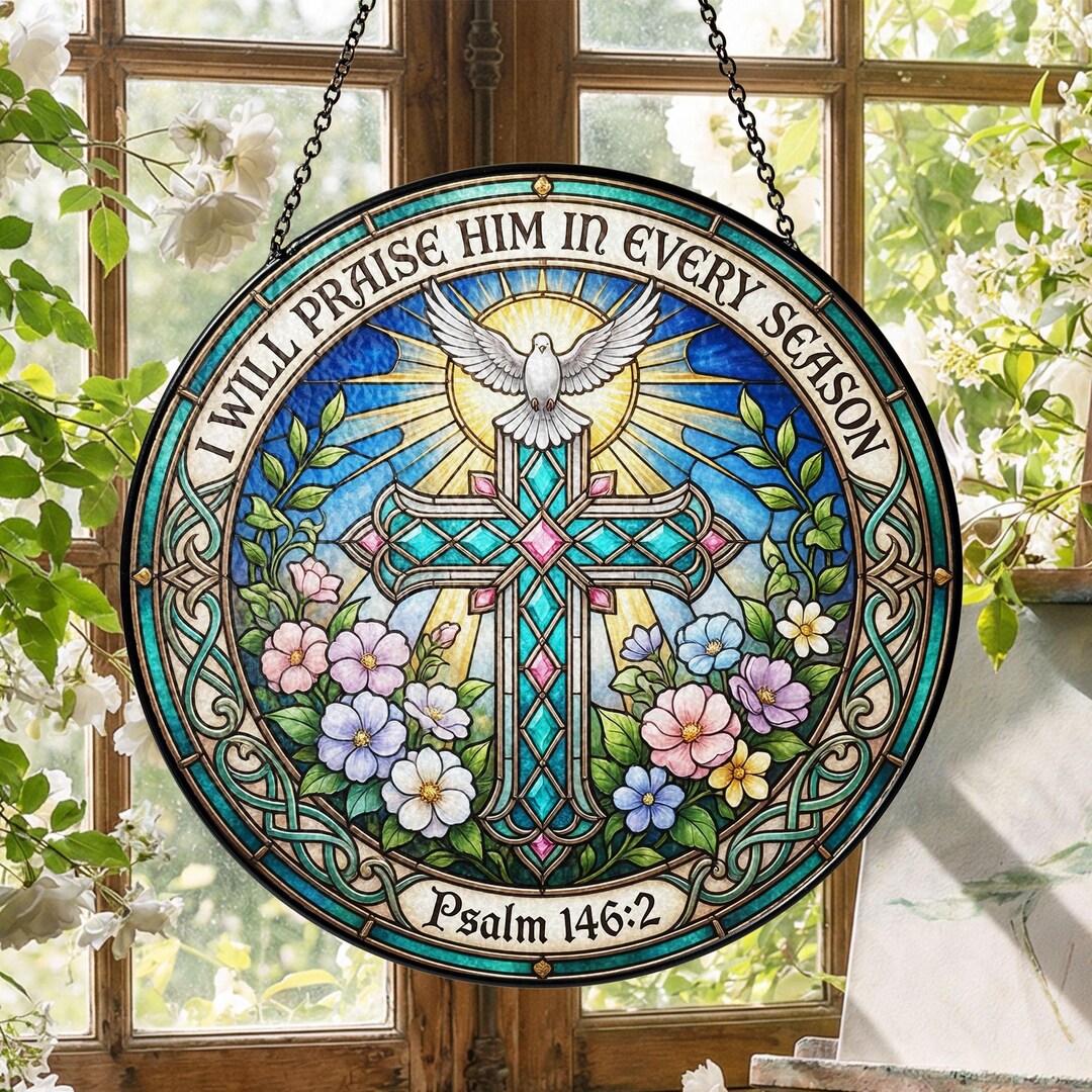 Personalized Bible Verse Stained Glass Suncatcher, Christian Religious ...