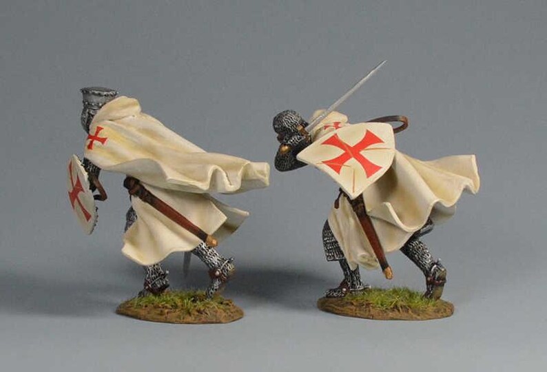Templar Infantry Figurine Set Hand Painted Medieval Crusader Soldiers ...