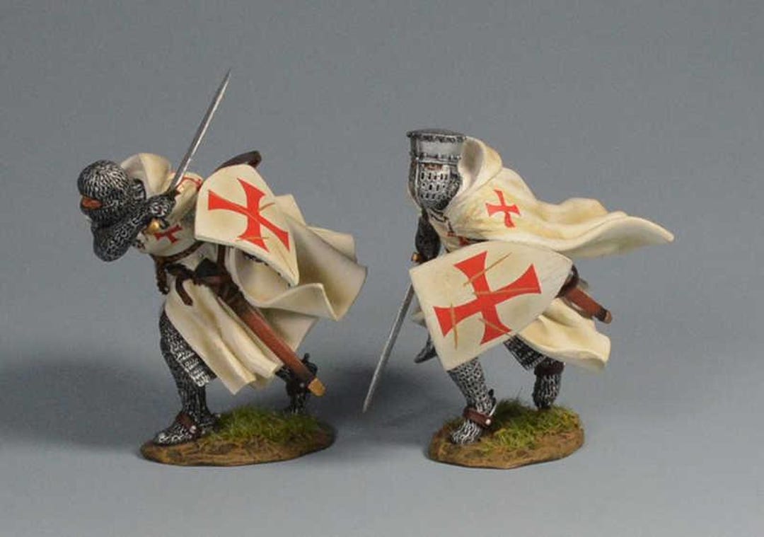 Templar Infantry Figurine Set Hand Painted Medieval Crusader Soldiers ...