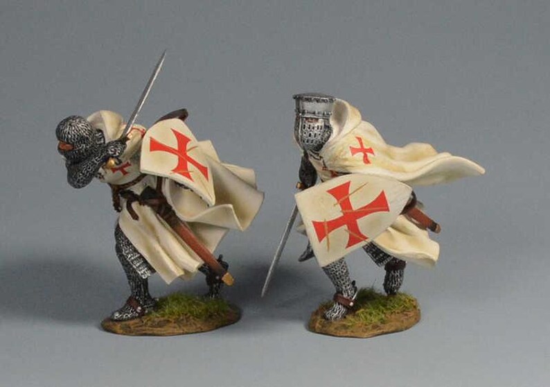 Templar Infantry Figurine Set Hand Painted Medieval Crusader Soldiers ...
