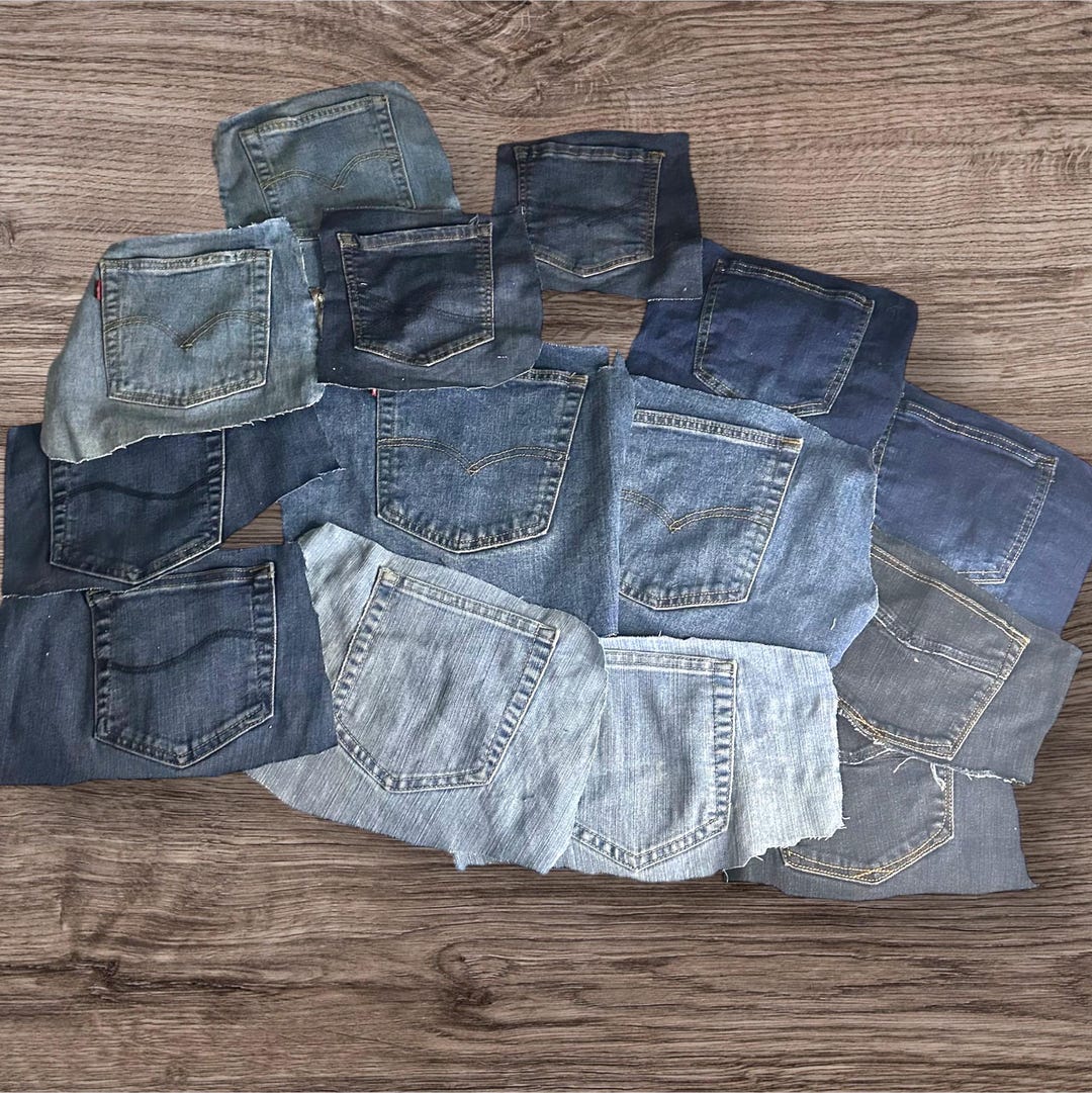 14 Up-cycled Denim Pant Pockets - DIY Craft Supplies - Small Size ...