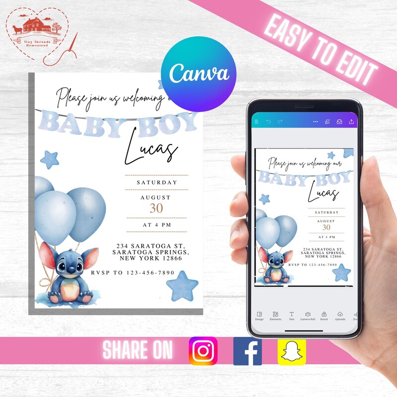 Stitch Baby Shower Invitation - Etsy