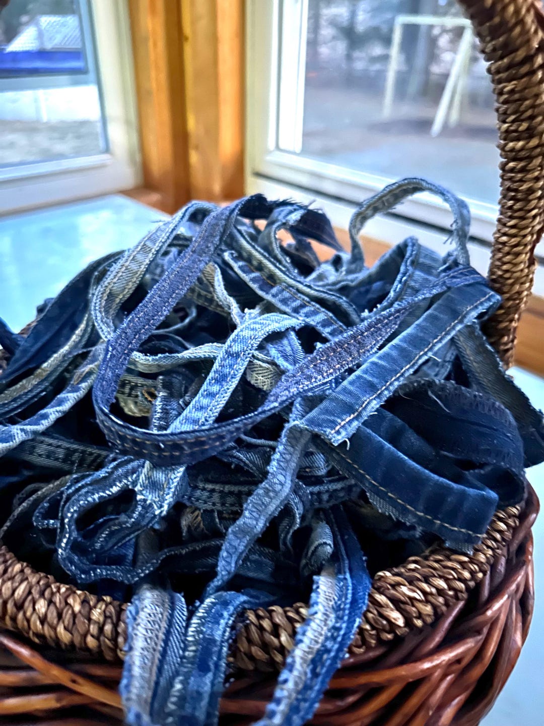 12 Yards, Denim Blue Jean Seams Salvaged Blue Jean Seams, Supplies for ...