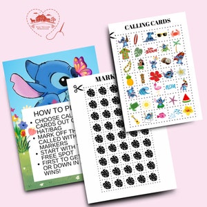 SPRING Stitch Birthday Bingo Cards, Party Games, LILO & STITCH Birthday ...