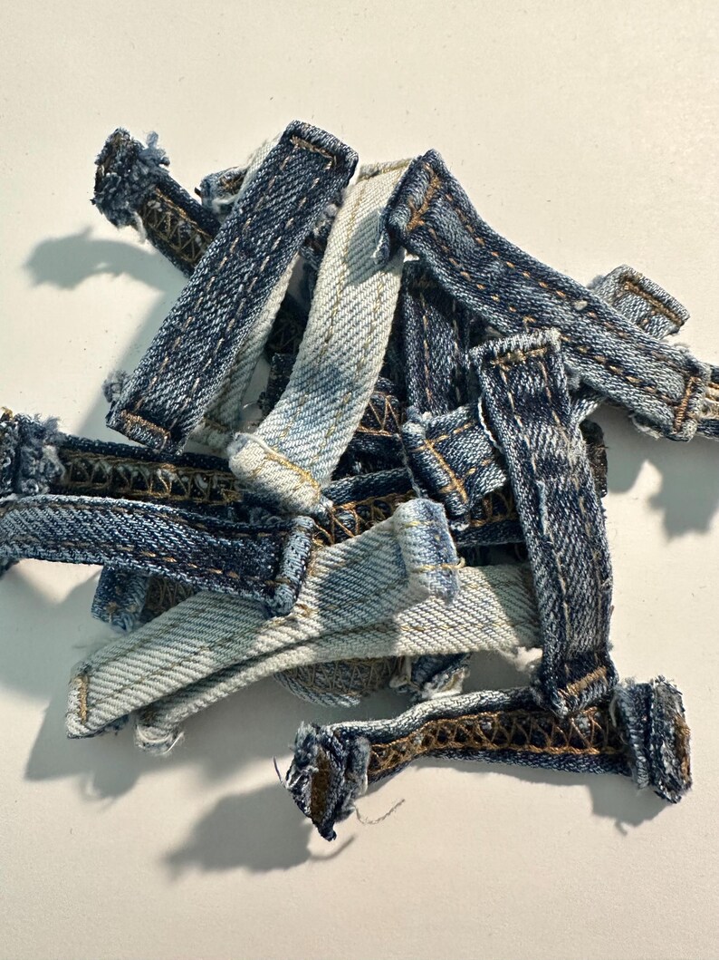 50 Denim Blue Jean Belt Loops - Perfect for Crafting, Repairing ...