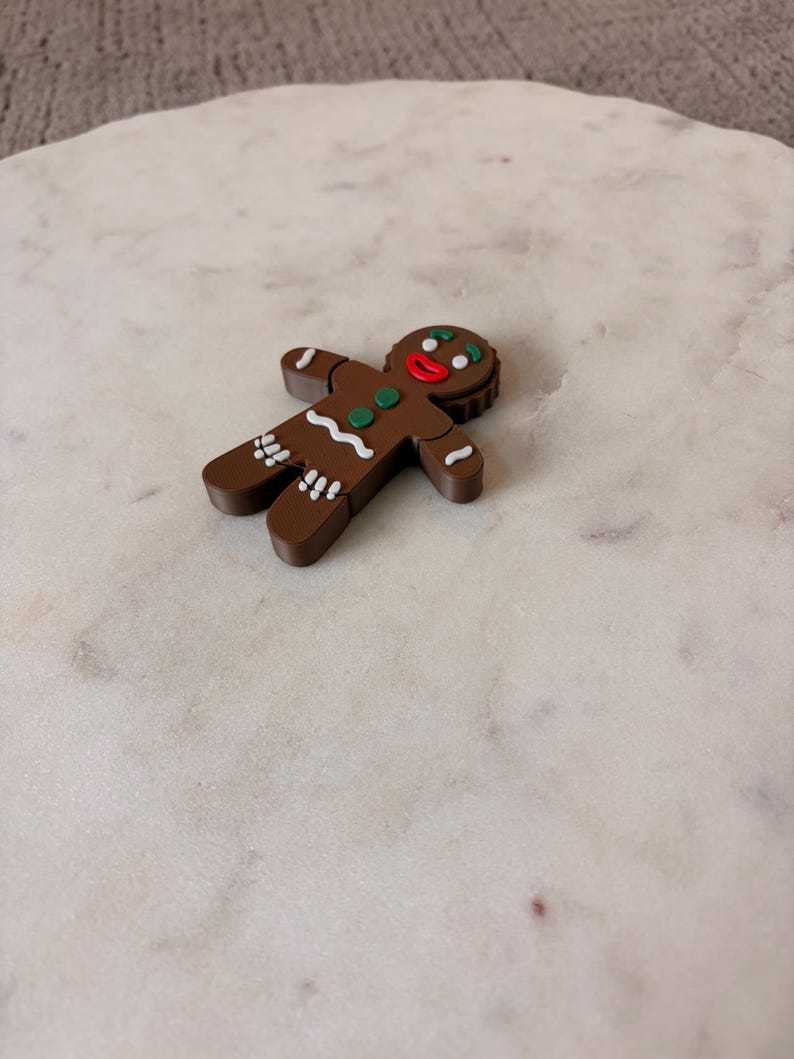 3D Printed Fidget Gingerbread Man With Arms That Can Bend - Etsy