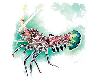 Spiny lobster art | Etsy