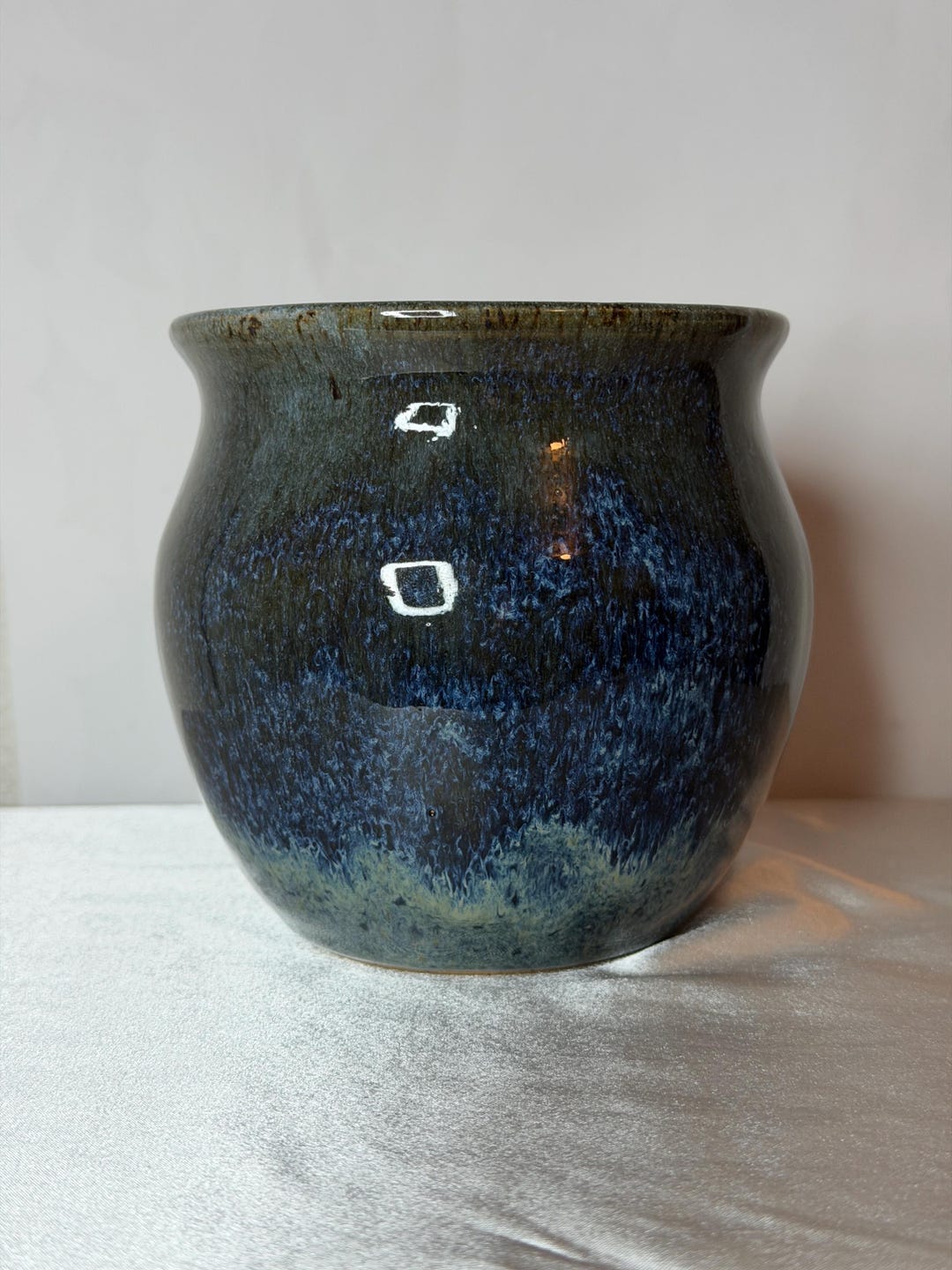 Handmade Ceramic Vase – Deep Blue & Earth-tone Glaze Vase – Wheel ...