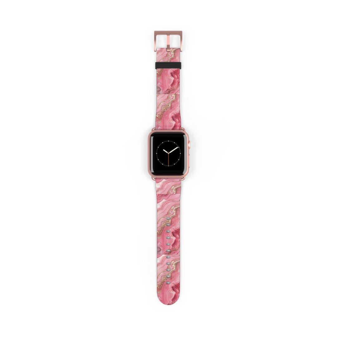Pink Marble Swirl Watch Band | Pink Gold Veined Apple Watch Strap - Etsy