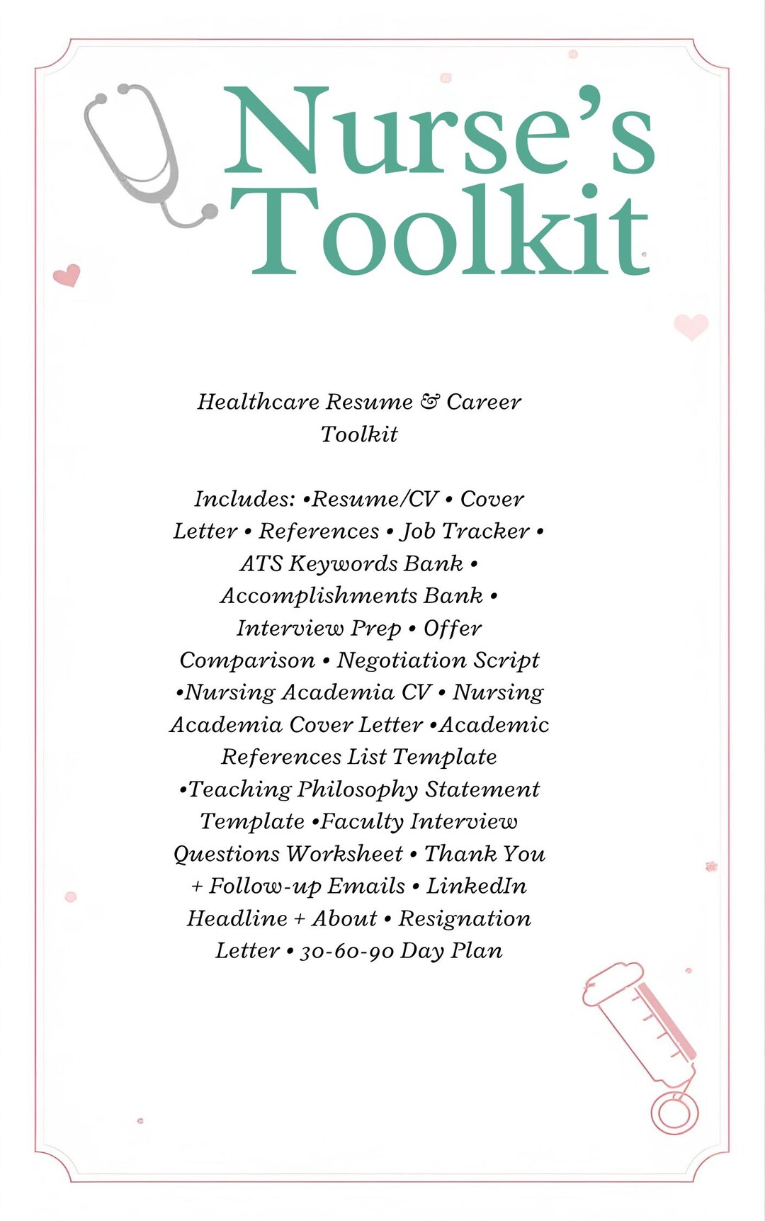 Healthcare Resume & Nurse Career Toolkit - Etsy