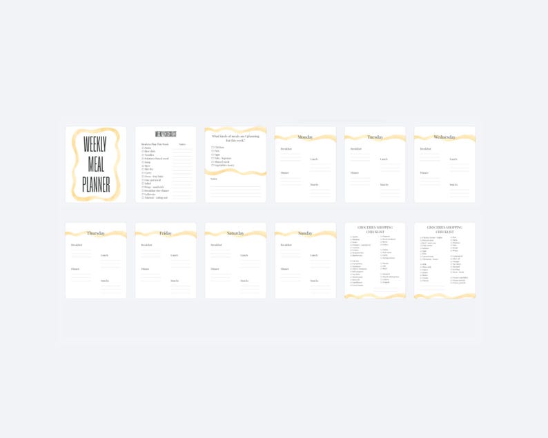 Printable Weekly Meal Planner With Groceries Checklists and Daily ...