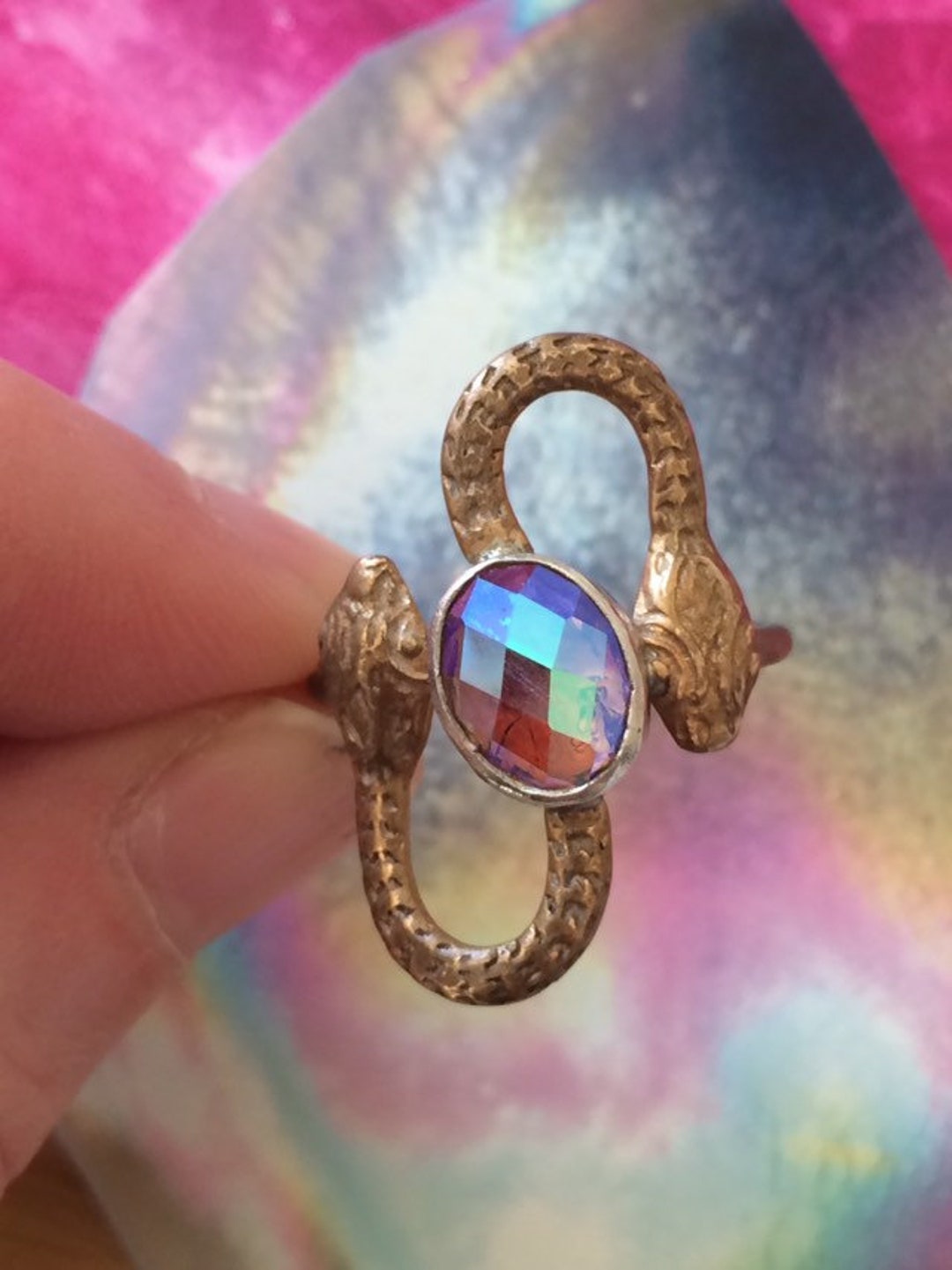 Iridescent Gemstone - Iridescent Gemstone Ring - Iridescent Snake Ring ...