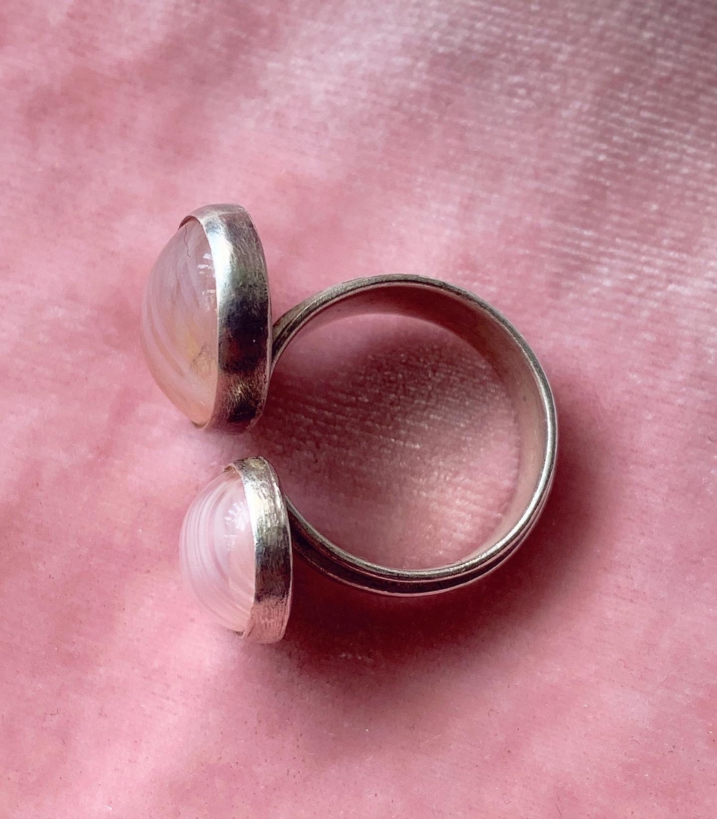 Vintage Glass Ring - Pale Pink Ring - Pastel Pink Glass Ring - Silver ...