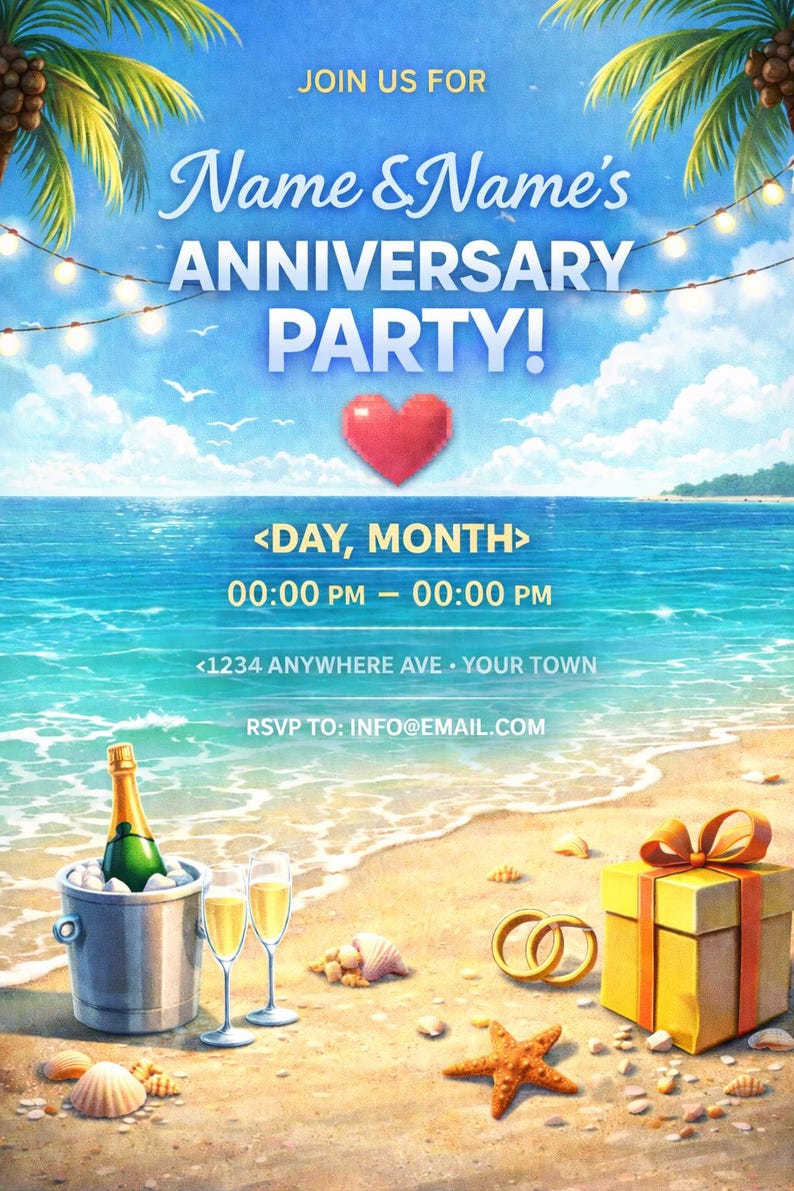 Personalized Anniversary Party Invitation – Custom Digital Design - Etsy