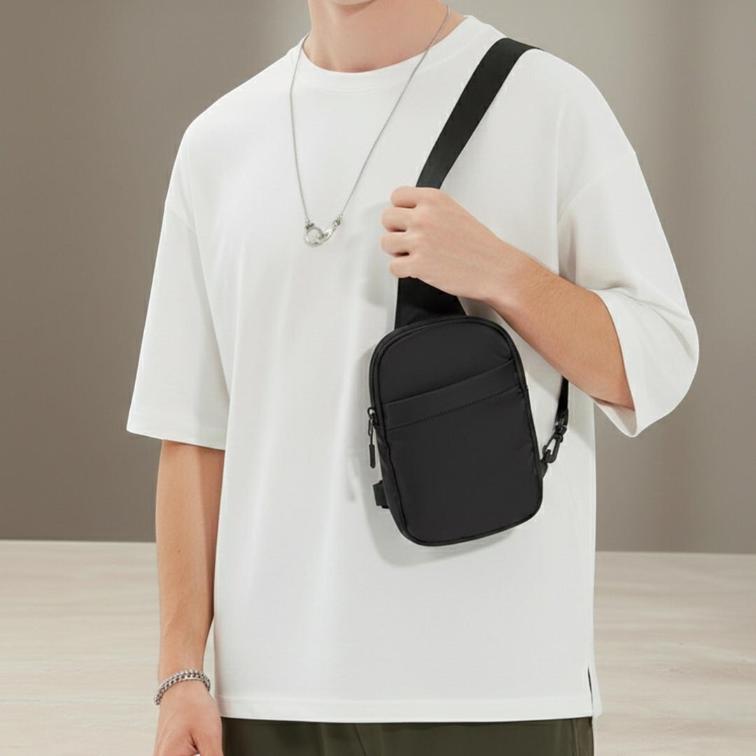 Mens Sling Bag Crossbody Bag, Black Chest Bag for Men, Lightweight ...