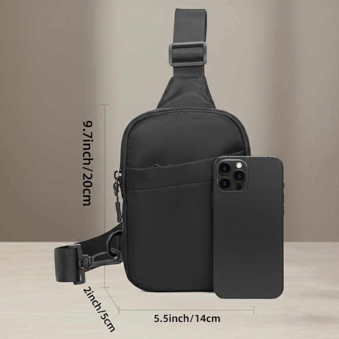 Mens Sling Bag Crossbody Bag, Black Chest Bag for Men, Lightweight ...