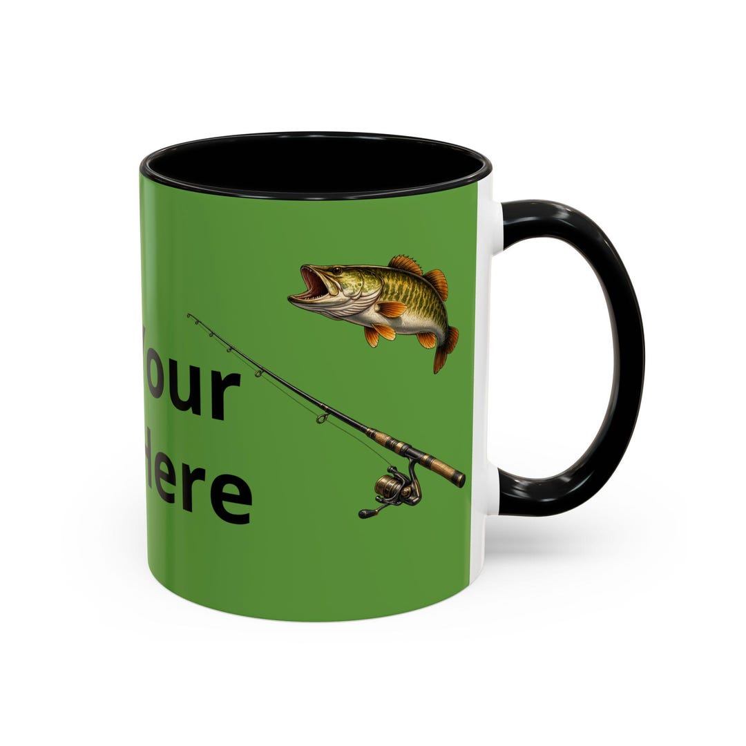 Largemouth Bass Fishing Rod Mug | Accent Coffee Mug - Etsy