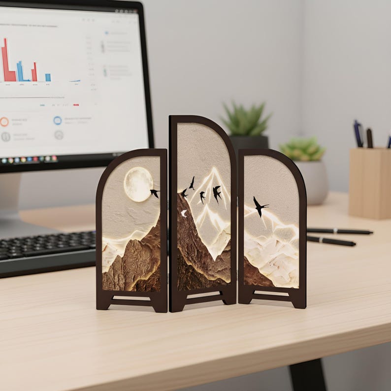 Desktop Privacy Screen / Decorative Desk Divider – Mountain Stalk ...