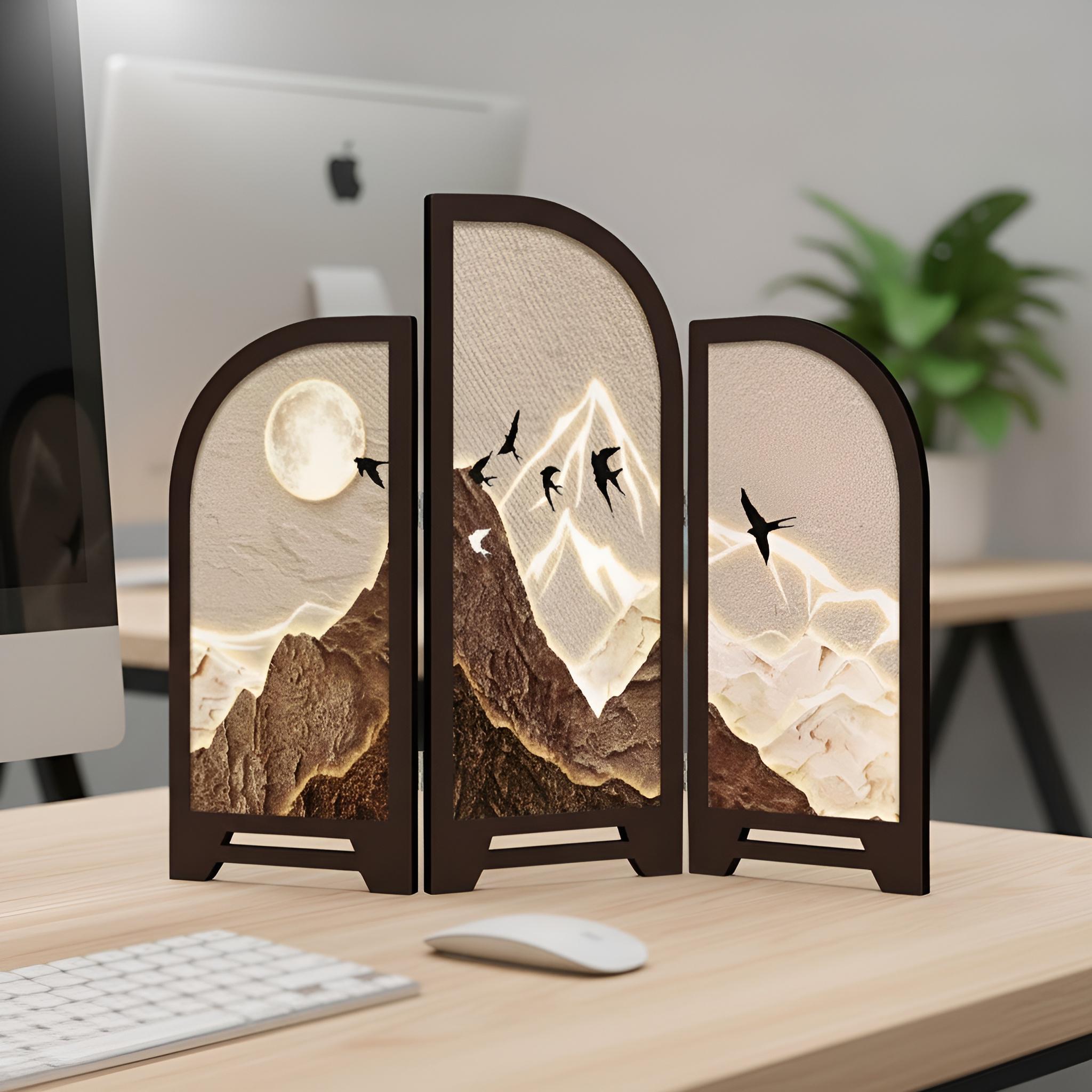 Desktop Privacy Screen / Decorative Desk Divider – Mountain Stalk ...