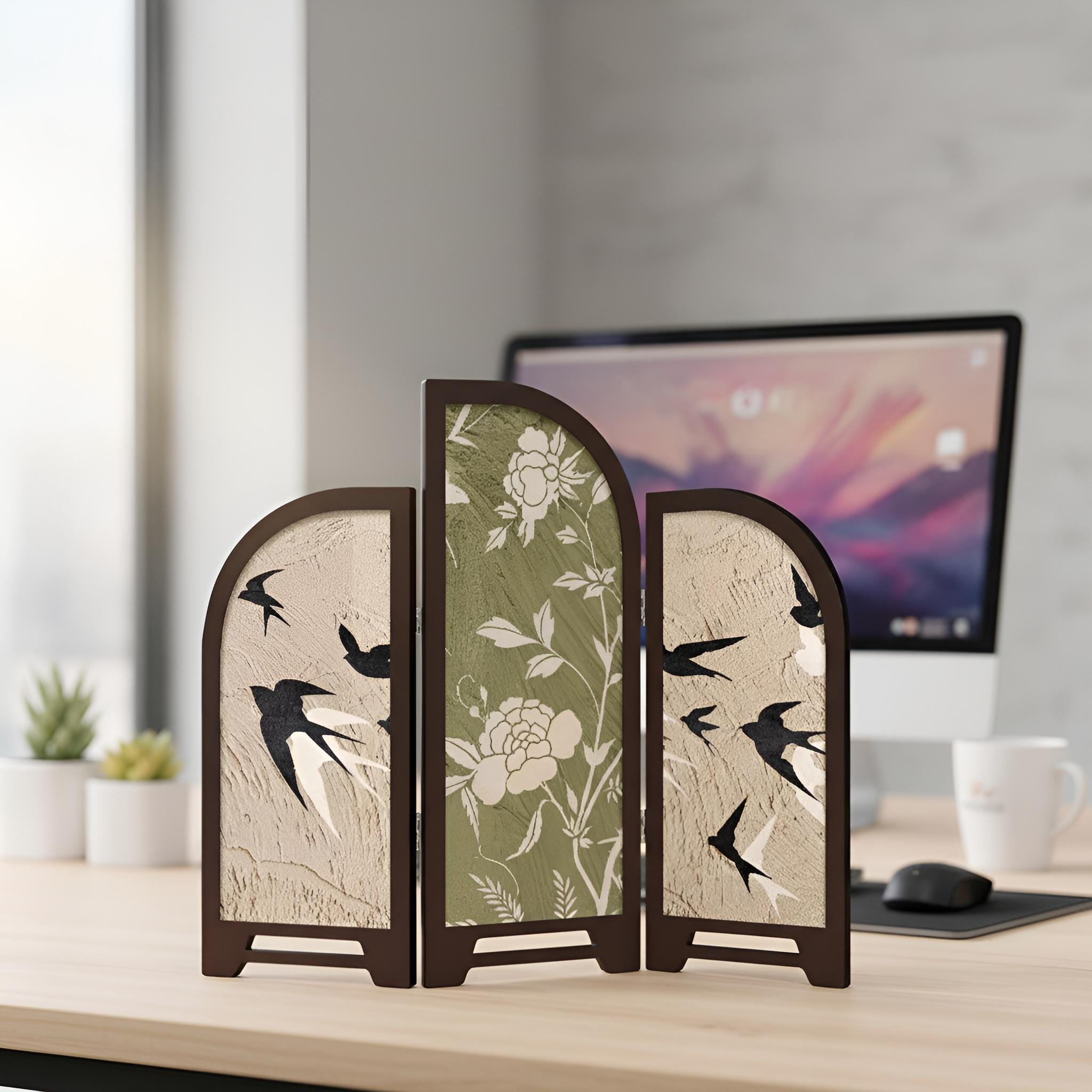 Desktop Privacy Screen / Decorative Desk Divider – Mountain Stalk ...