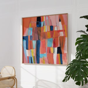 Bright Orange Modern Contemporary Abstract Wall Art Print, Eclectic ...