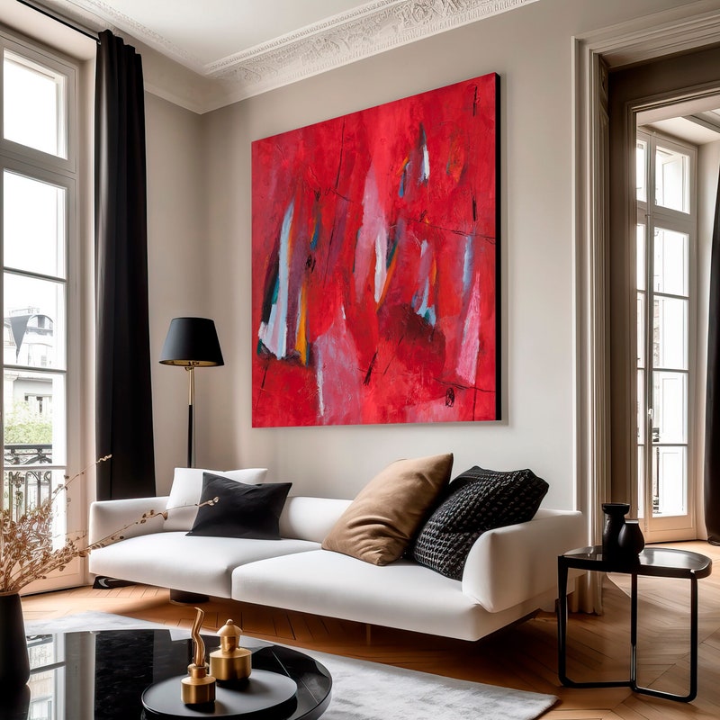 Red Abstract Art - Etsy