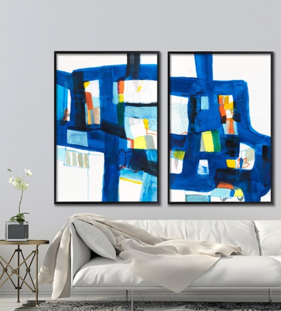 Large Abstract Painting Large Art Print Set of Two Prints | Etsy