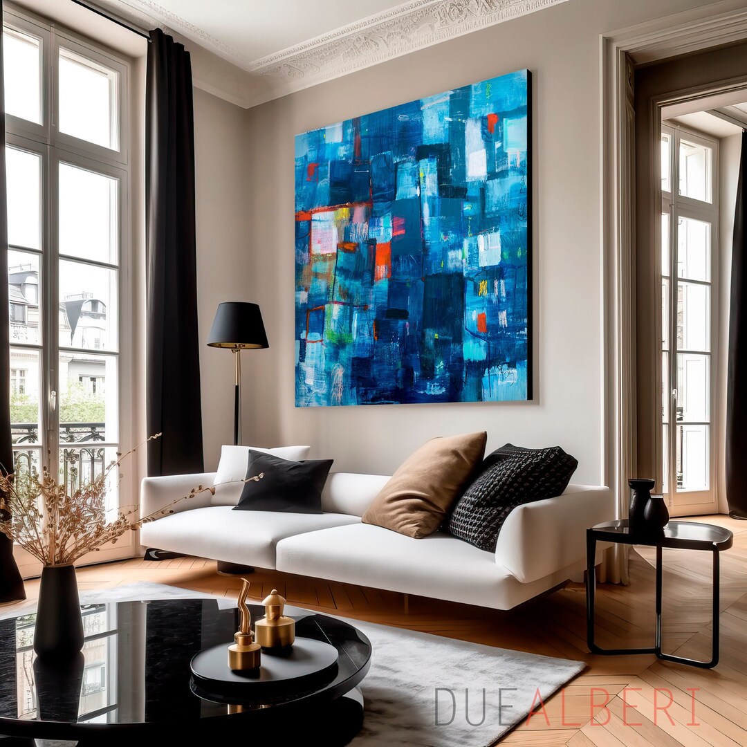 Minimalist Blue Abstract Wall Art, Blue Abstract Painting Print, Extra ...