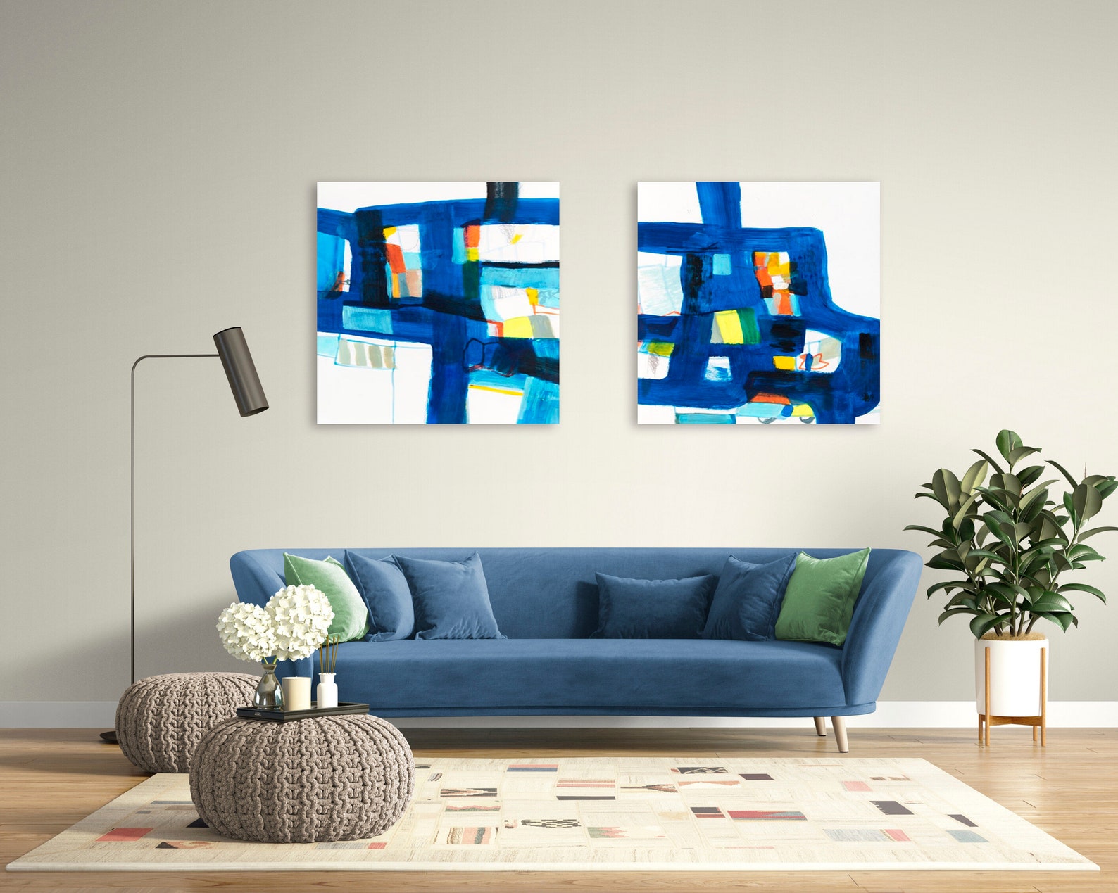Large Abstract Painting Large Art Print Set of Two Prints - Etsy