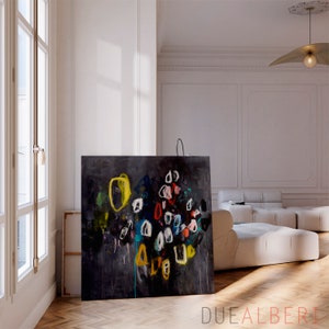 Modern Abstract Wall Art Print, Large Yellow and Multicolor Joyful ...