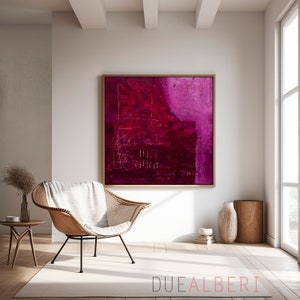 Vibrant Abstract Red Wall Art, Hot Pink Red Textured Painting Print ...
