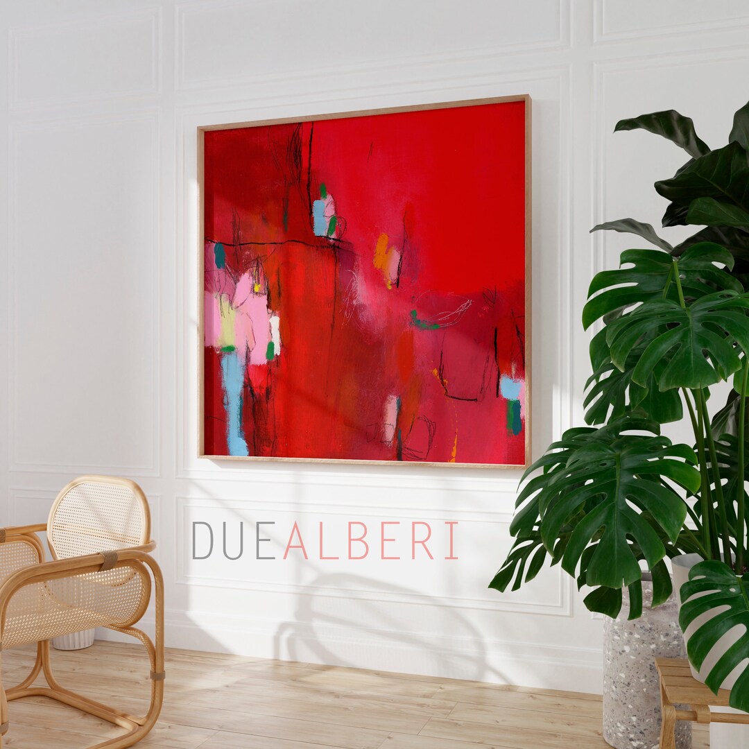 Red Abstract Painting Print Large Abstract Painting, Abstract Art, Red ...