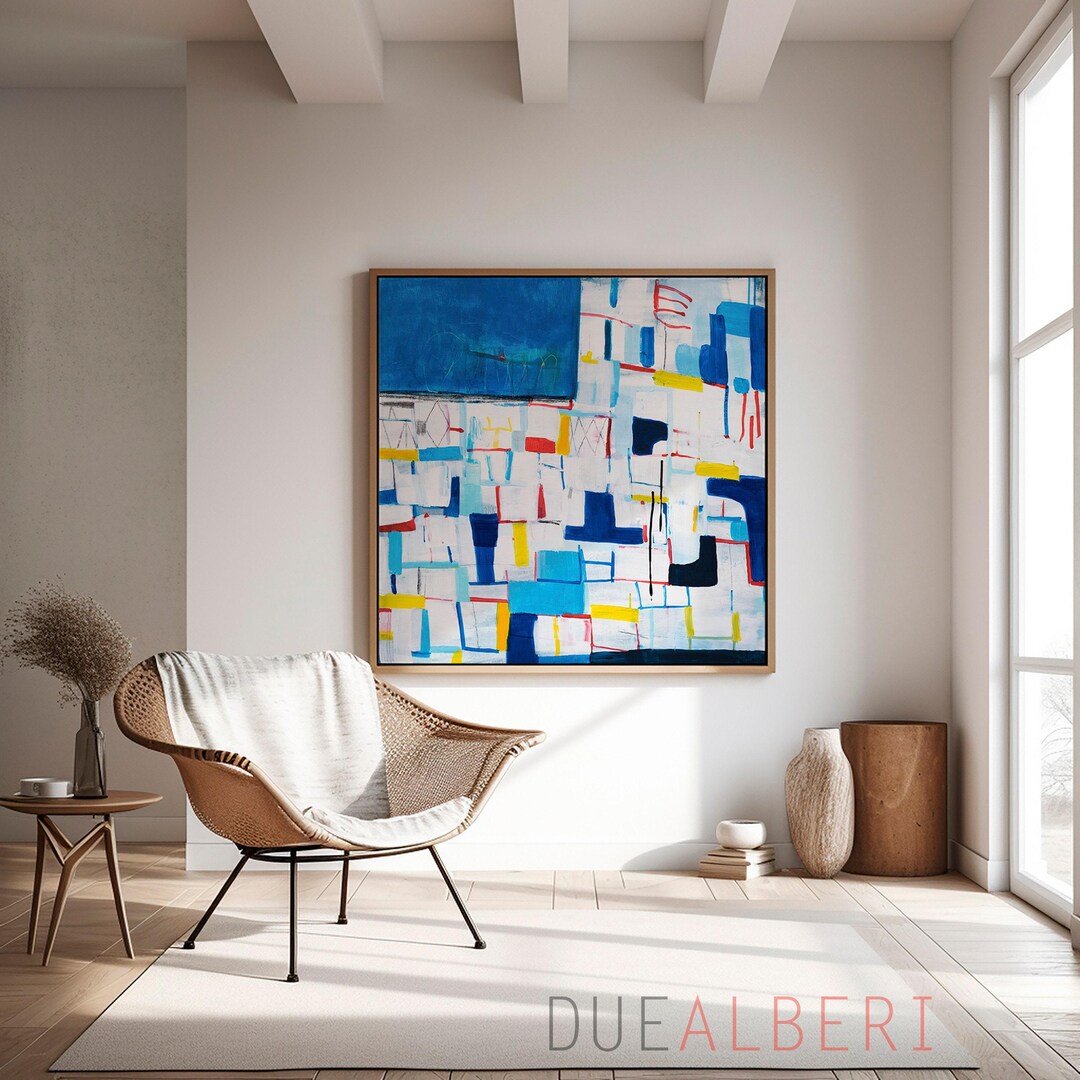 Blue Abstract Art Print, Square Canvas, Signed by Duealberi - Etsy