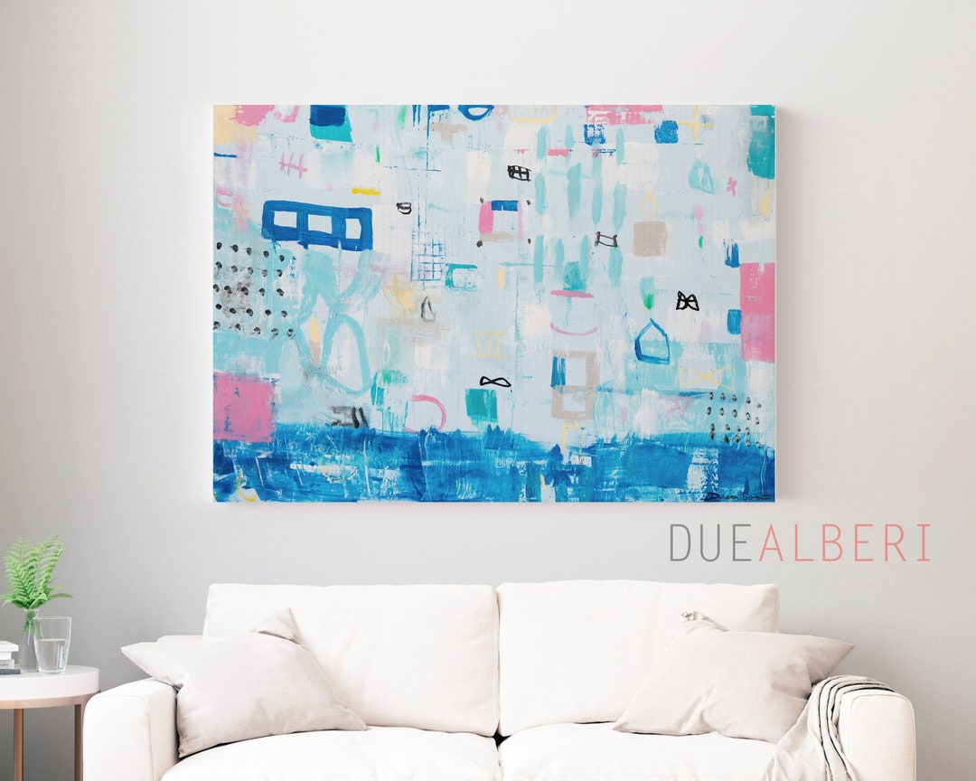 Abstract Painting Print, Light Blue Minimalist Modern Abstract Art ...