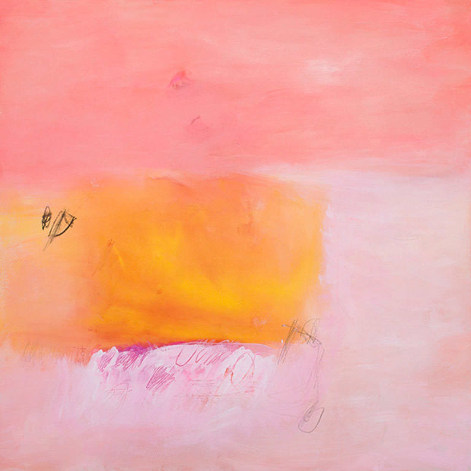 Orange and Pink Abstract Painting Colorful Print Coral Pink - Etsy