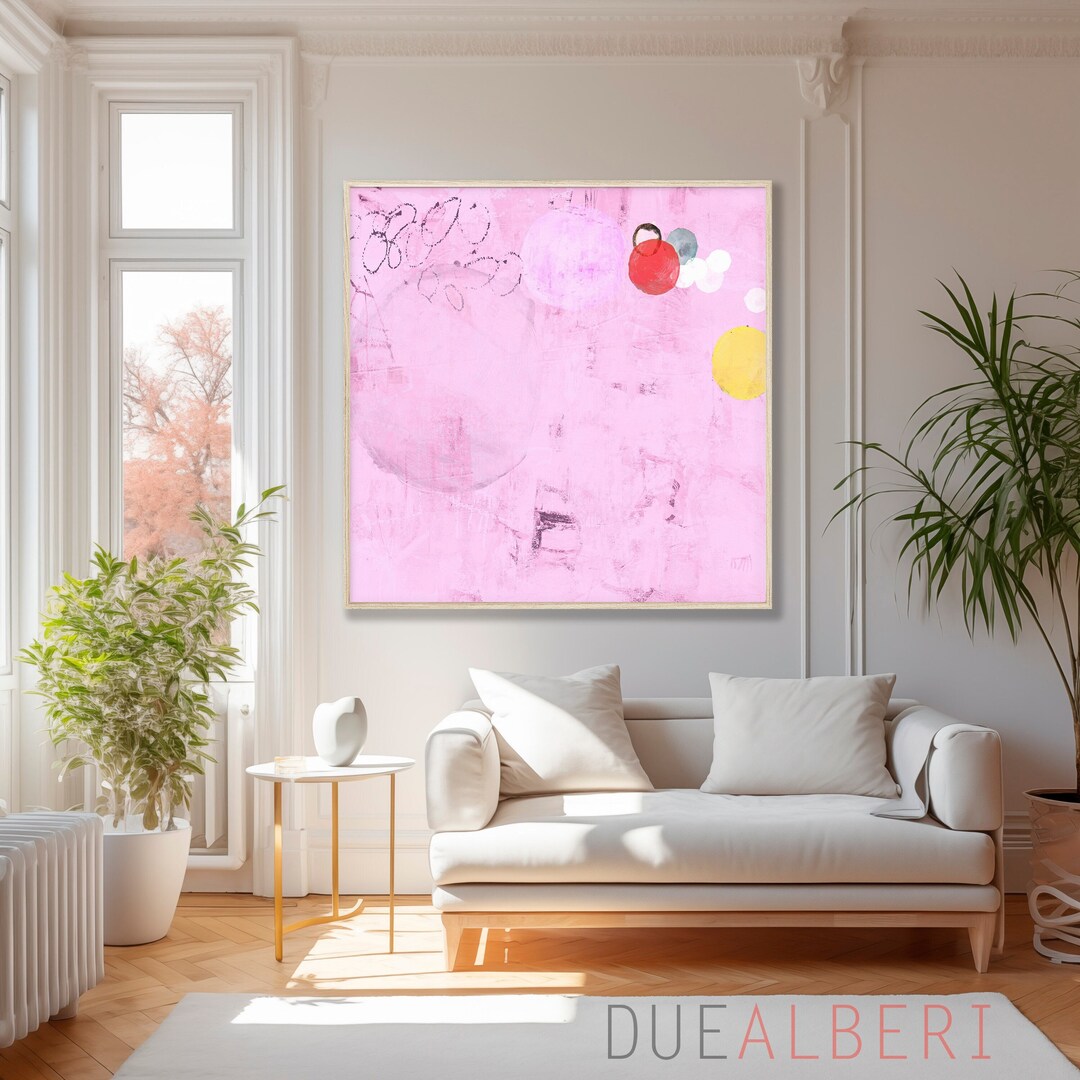 Abstract Art Print Light Pink Magenta , Extra Large Wall Art Print ...