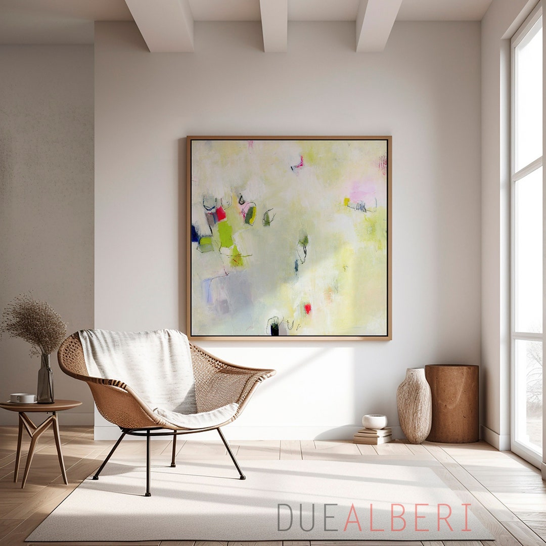 Green Pastel Abstract Wall Art Print, Green and Pink Botanical Print ...