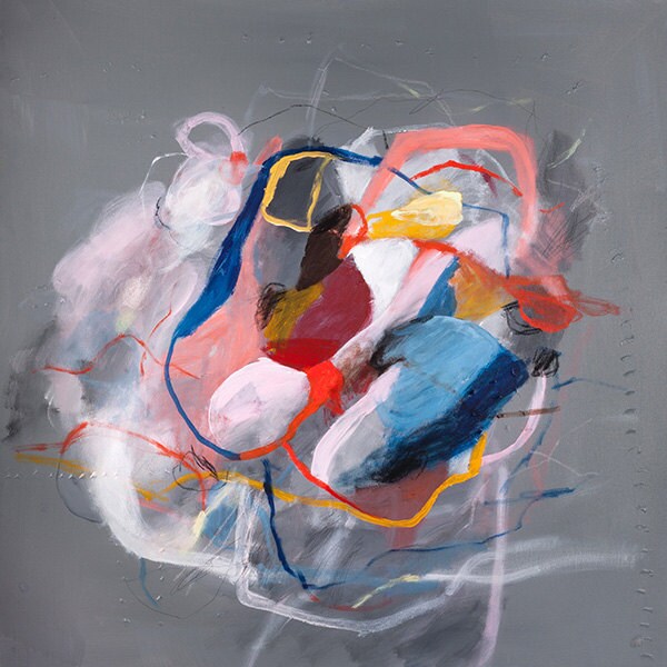 Abstract art print floral painting. Grey Large Abstract | Etsy