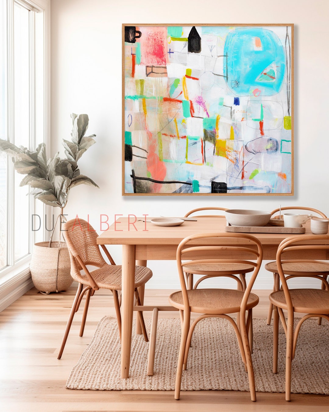 Pastel Abstract Wall Art Print – Pale Pink and Multicolor Minimalist ...