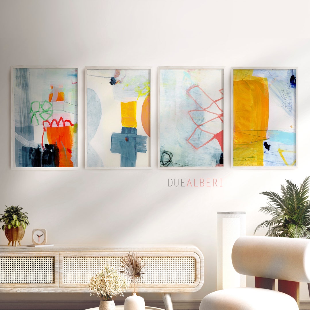Set of 4 Extra Large Prints, Acrylic Abstract Painting Giclee Art ...