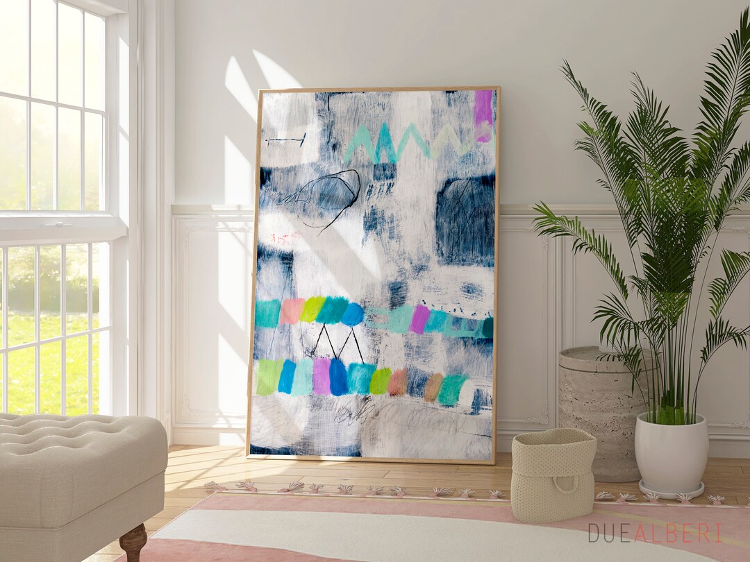 Abstract Painting Print, Light Pastel Blue Textured Wall Art, Modern ...
