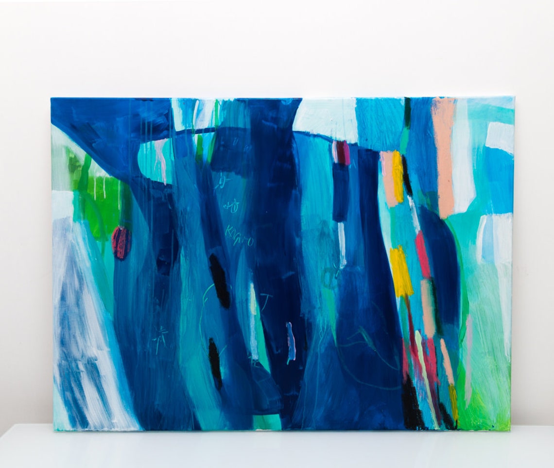 Blue ABSTRACT PAINTING print abstract print blue Large | Etsy