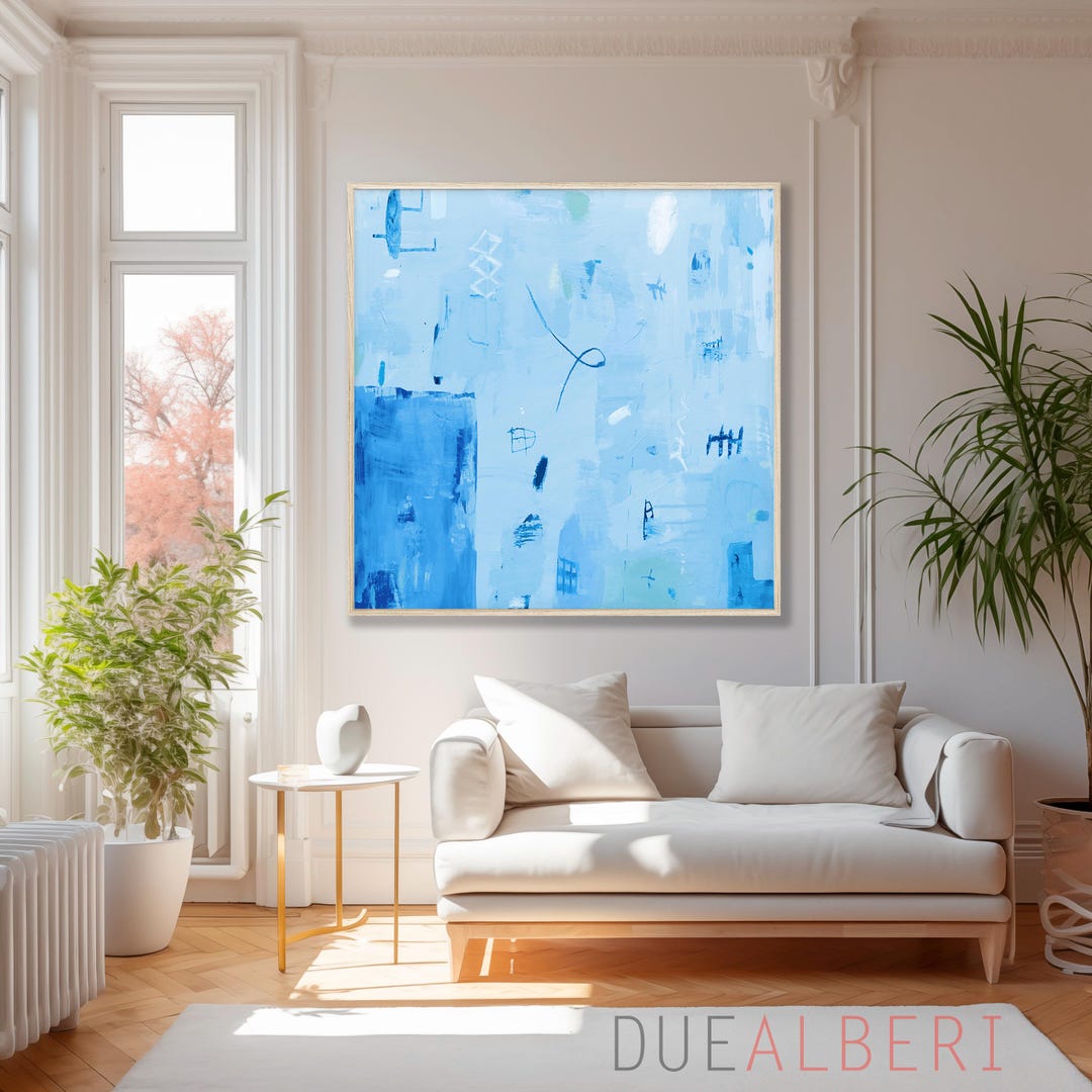 Abstract Painting Print, Light Blue Minimalist Abstract Art, Modern ...