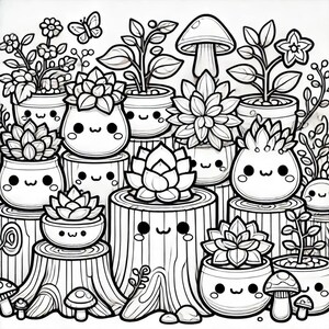 Kawaii Cactus and Succulent Colouring 25 Pages to Print - Etsy Canada