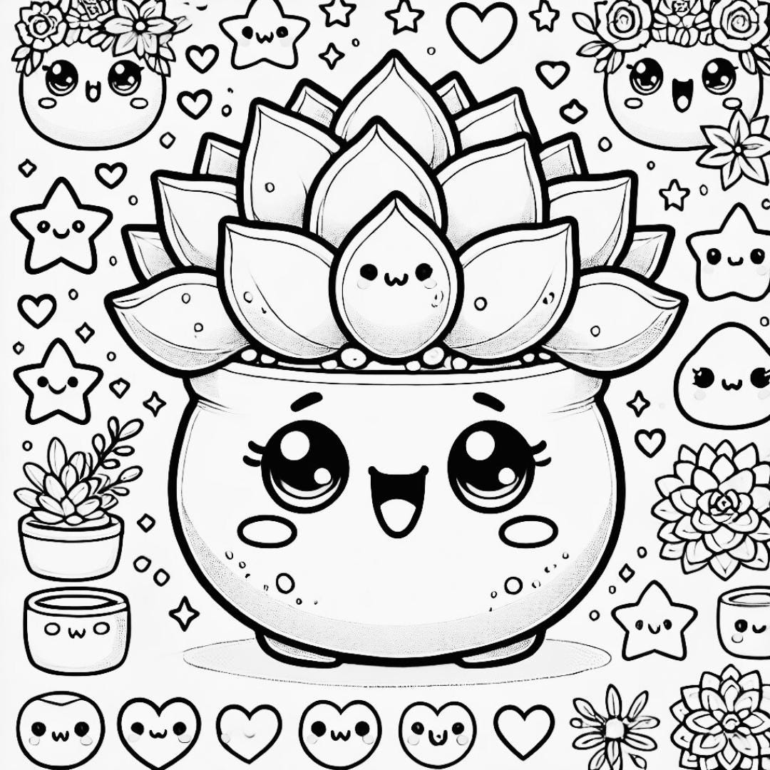 Kawaii Cactus and Succulent Colouring 25 Pages to Print - Etsy Canada