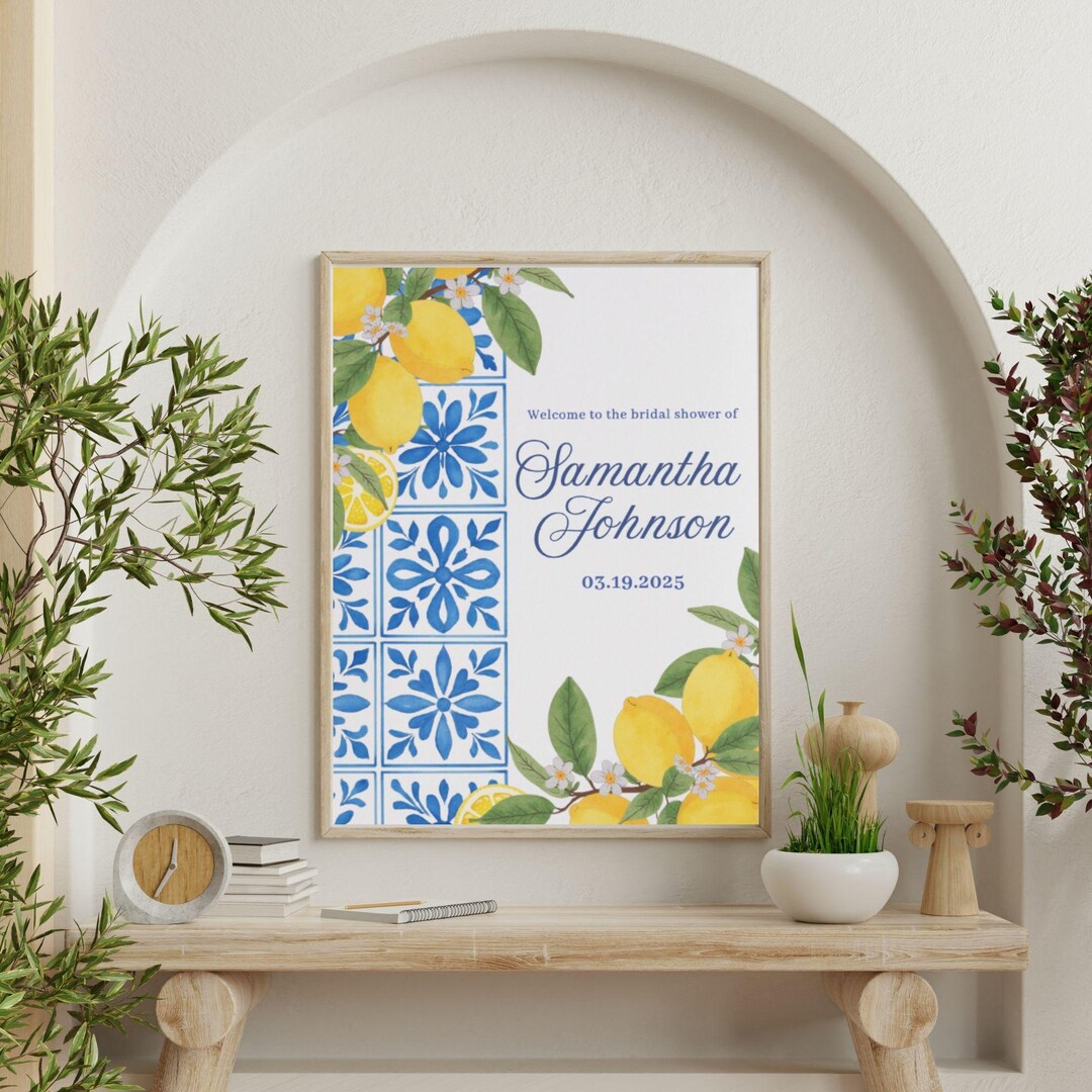 Coastal Lemon Bridal Shower Welcome Sign | Citrus Party Decor | Italian ...