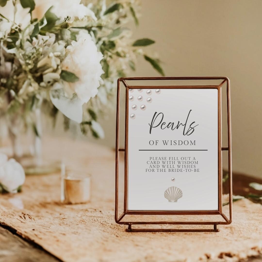 Pearls of Wisdom Bridal Shower Game, Printable Advice Cards, Editable ...
