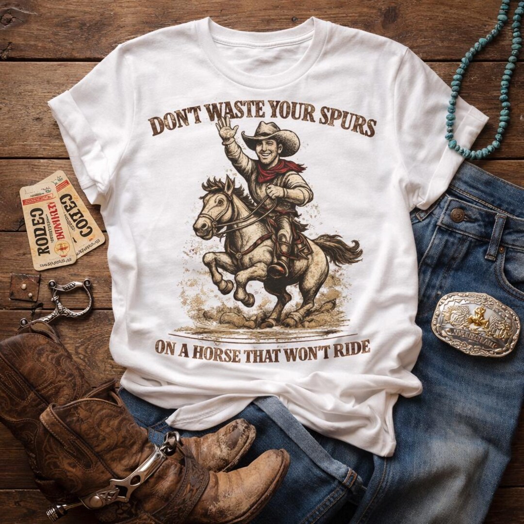 Funny Cowboy Graphic T-shirt Western Rodeo Shirt Dont Waste Your Spurs ...