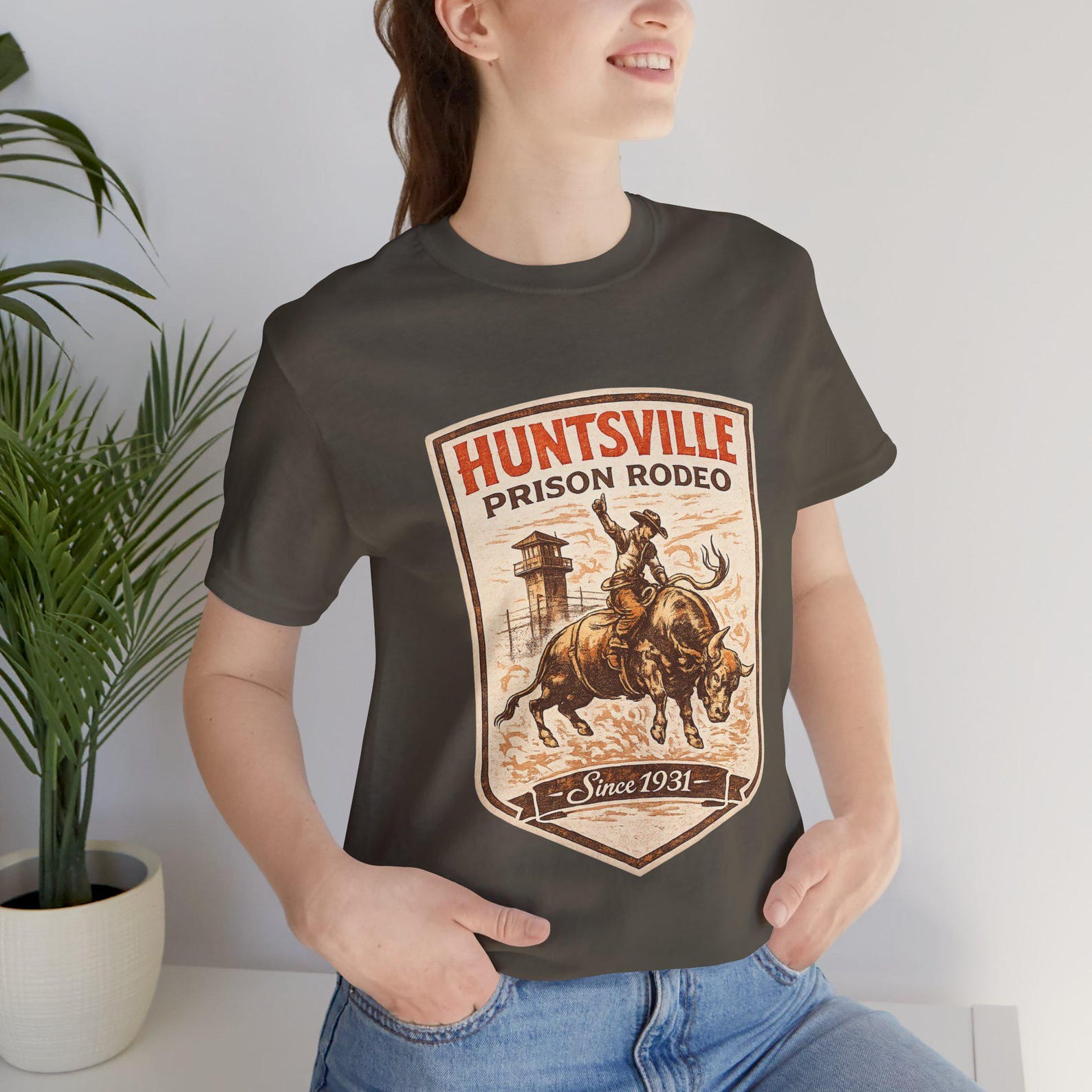 Huntsville Prison Rodeo Bull Rider Graphic Tee | Vintage Western Badge ...