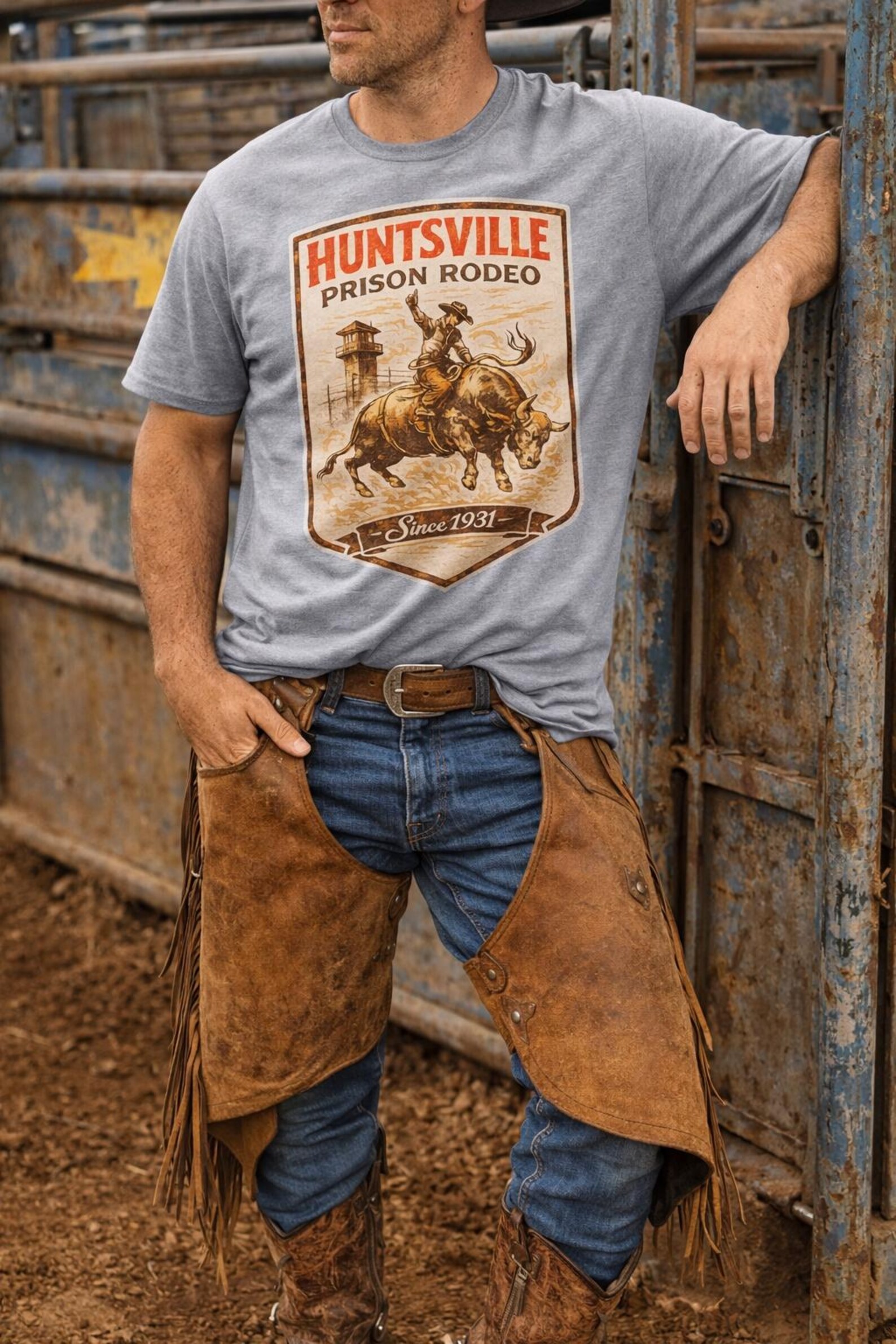 Huntsville Prison Rodeo Bull Rider Graphic Tee | Vintage Western Badge ...